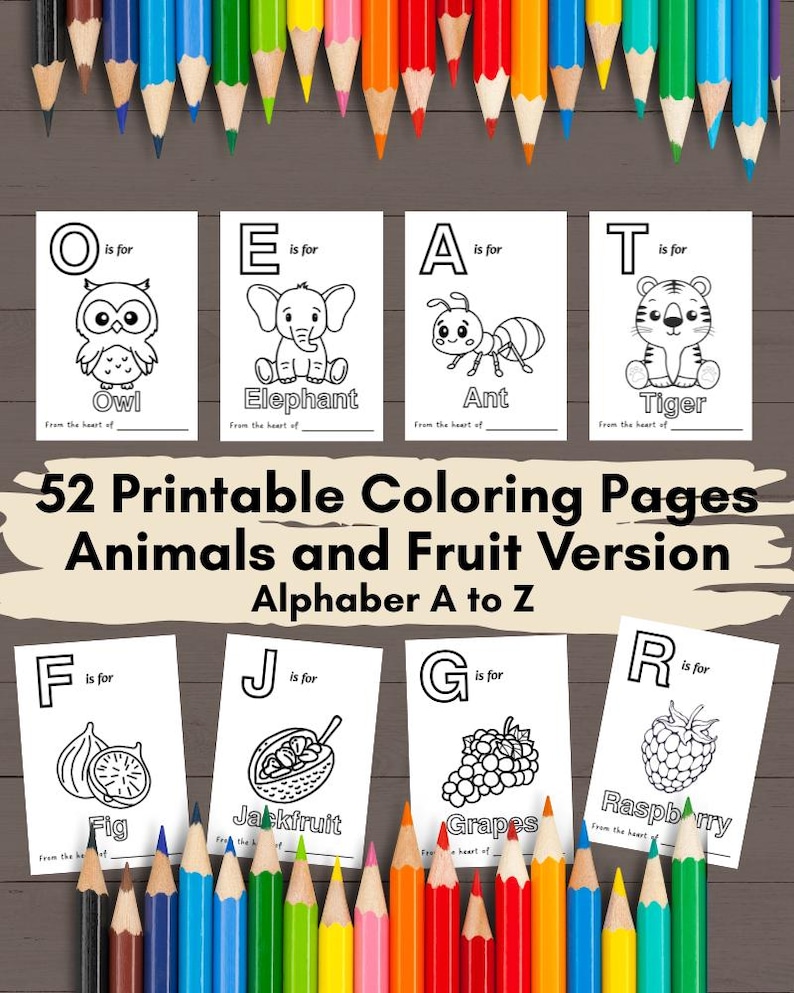 Alphabet Coloring Pages | Animal and Fruit Versions Alphabet Coloring ...
