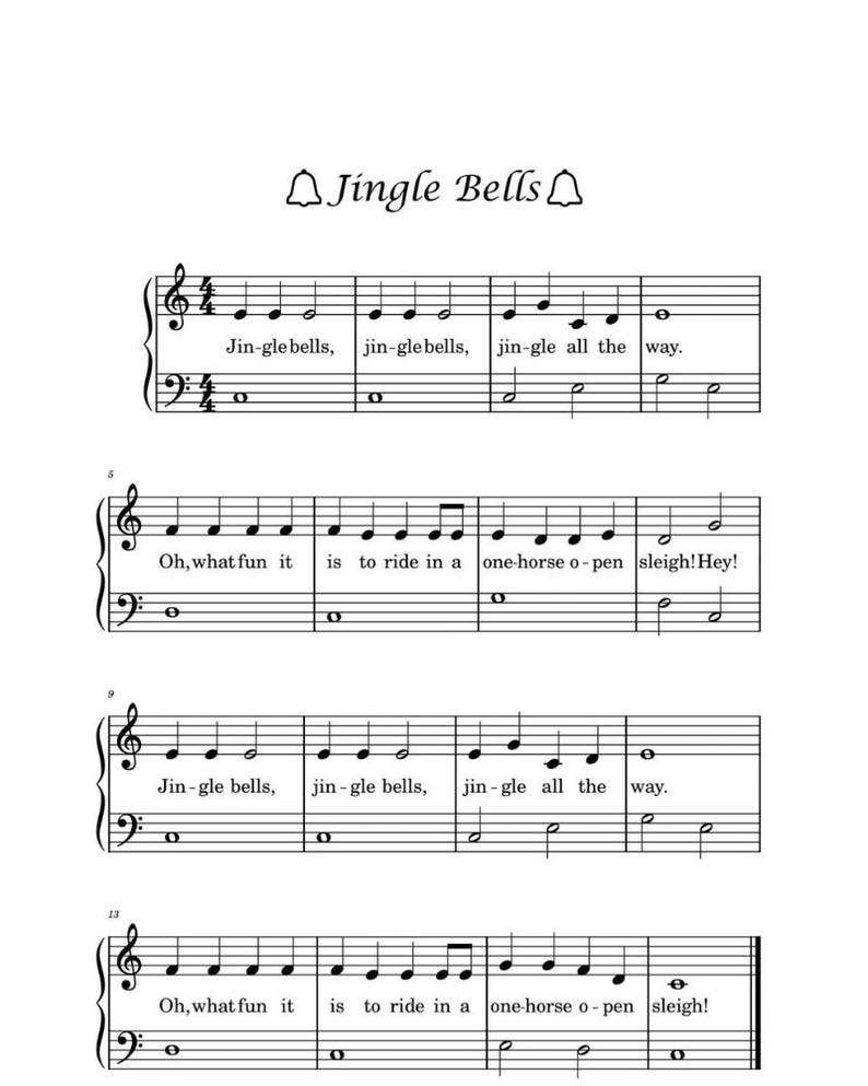 Jingle Bells - (easy Piano Solo ) | Piano Sheet Music - Digital ...