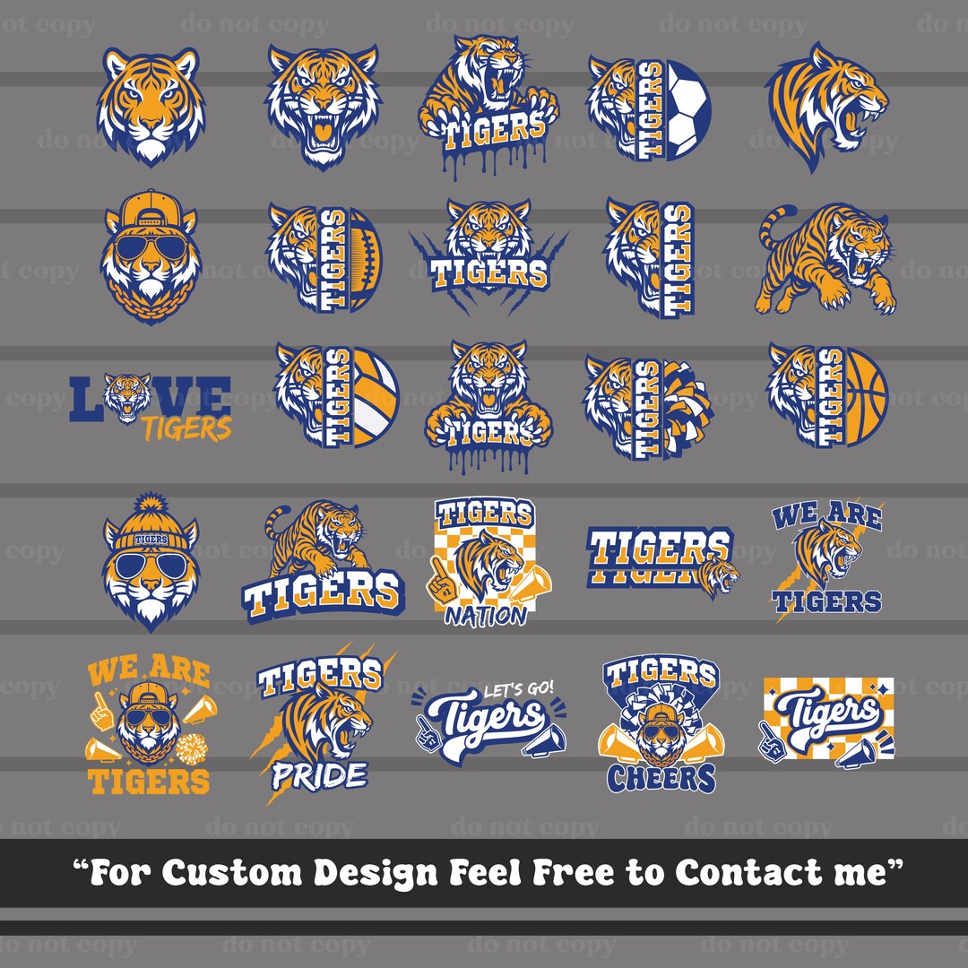 25 Tigers SVG PNG Bundle, Tigers Cut File Cricut, Tigers Mascot, Vector ...