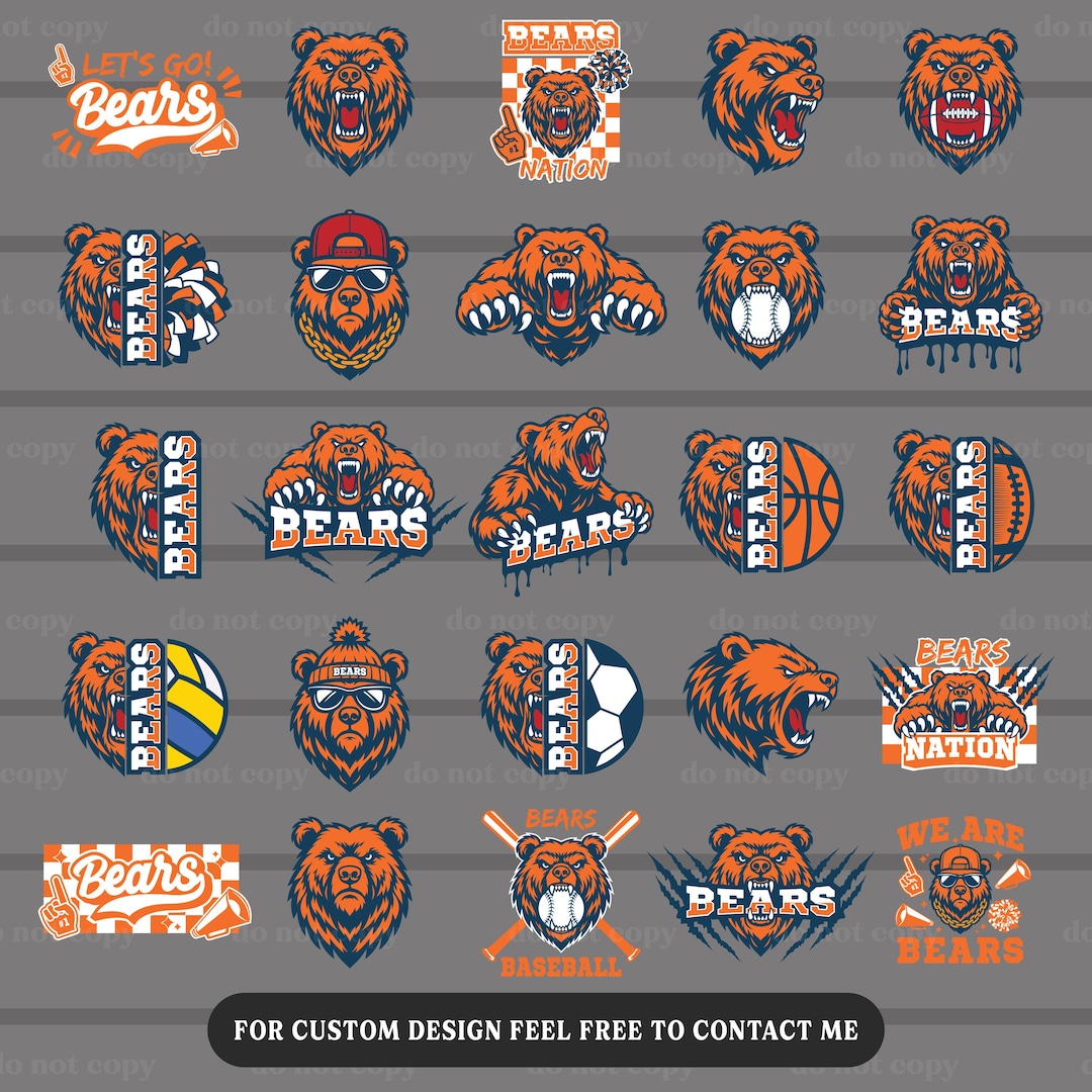 25 Bears SVG PNG Bundle, Bears Cut File Cricut, Bears Mascot, Bears Vector, Bears T-shirt, Bears ...