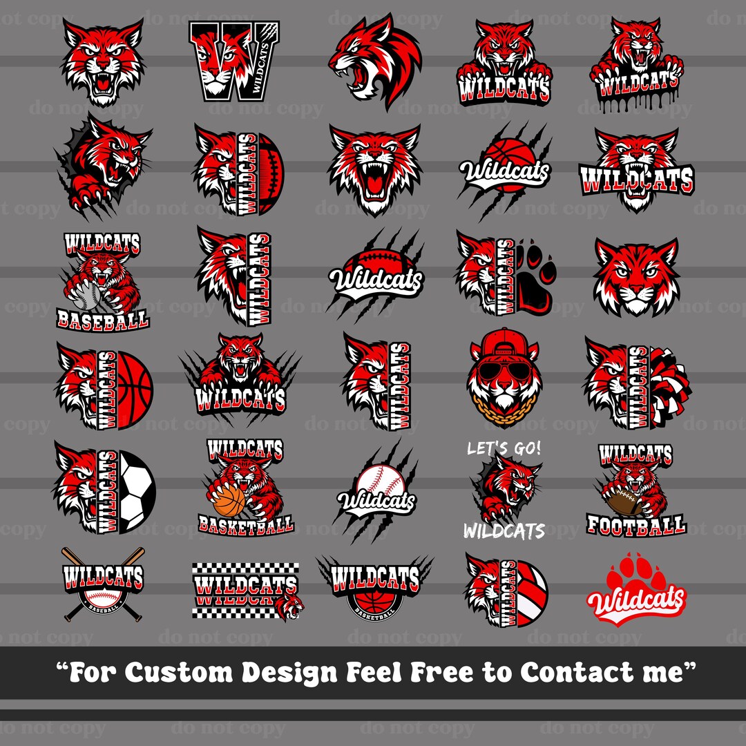 30 Wildcats SVG PNG Bundle, Red Wildcats Vector, Wildcats Cricut Cut ...