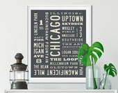 CHICAGO Poster Art Chicago Wall Art Word Art Print Windy - Etsy