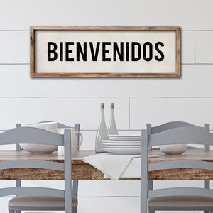 BIENVENIDOS Sign, Spanish Welcome Sign, Hand Painted Wood Sign, Spanish ...