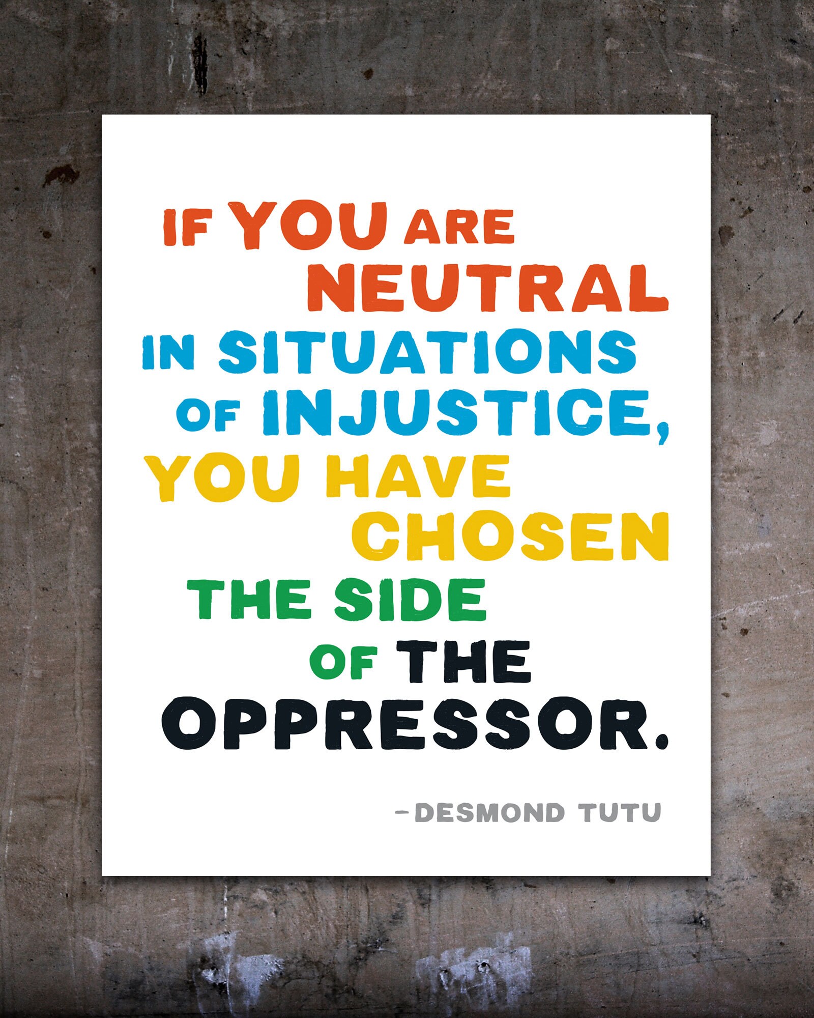 PROTEST POSTER Desmond Tutu Inspirational Quote Black Lives - Etsy