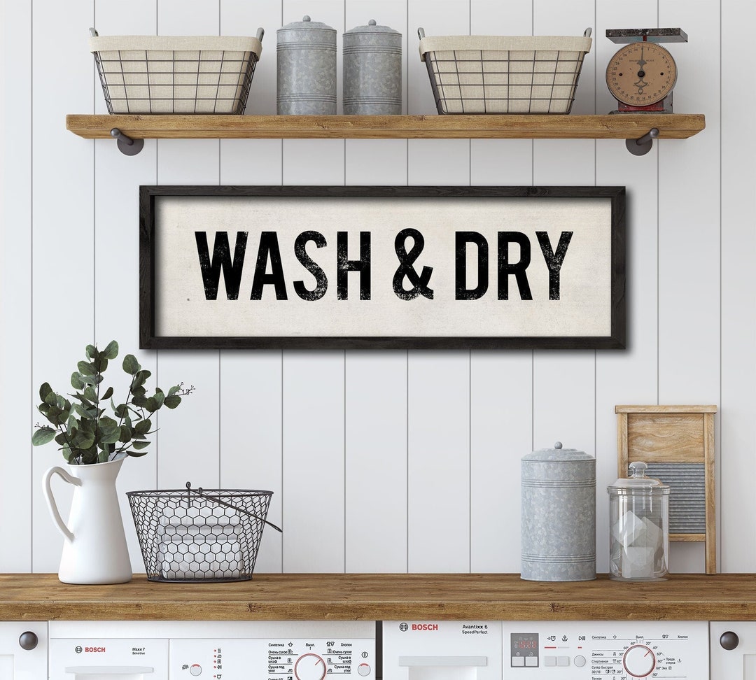 WASH & DRY Laundry Sign Kids Bathroom Sign Laundry Room - Etsy