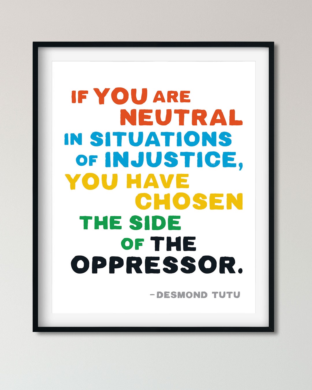 PROTEST POSTER Desmond Tutu Inspirational Quote Black Lives - Etsy