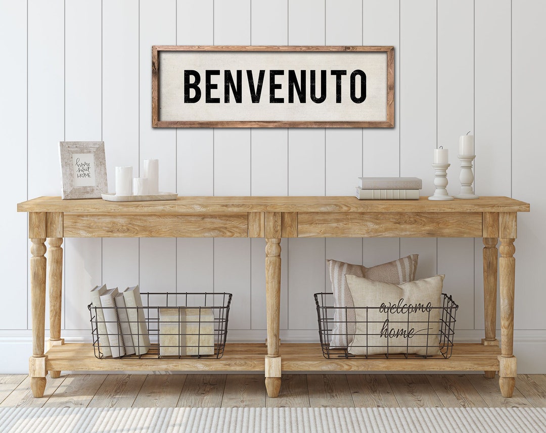 BENVENUTO Sign, Rustic Italian Welcome Sign, Hand Painted Sign, Italian ...