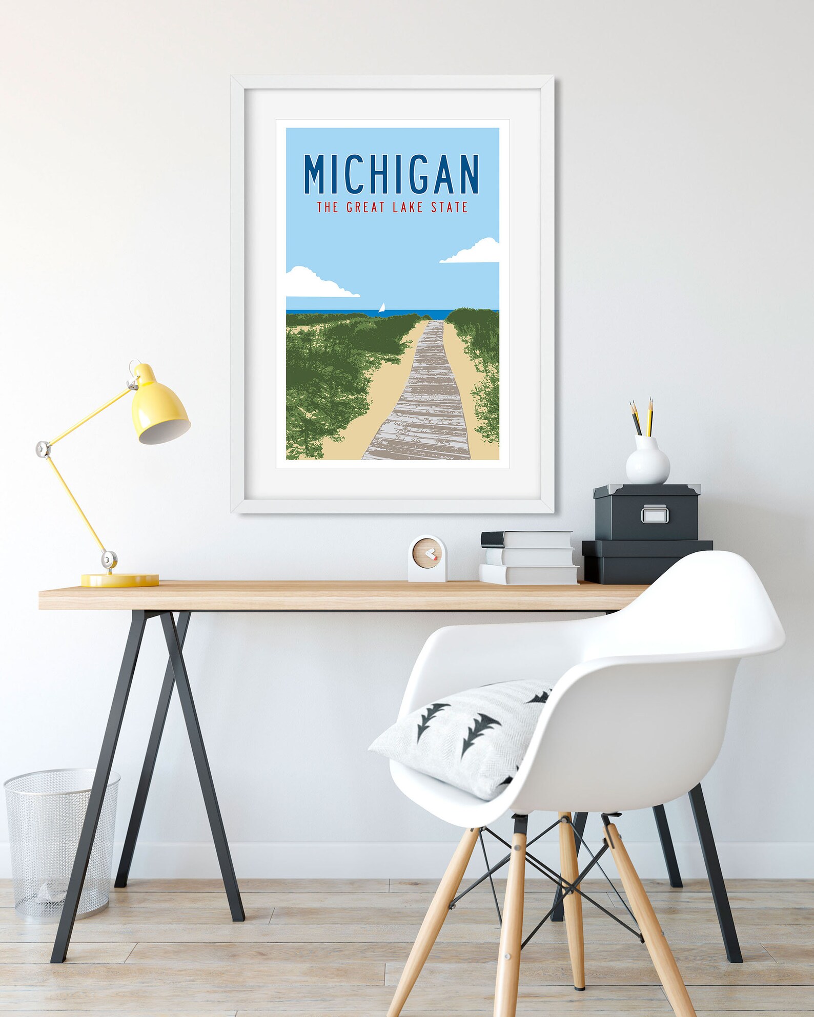 MICHIGAN Poster Art Vintage Michigan Travel Poster Lake - Etsy