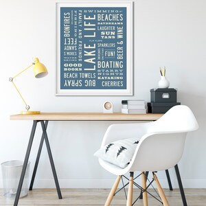 LAKE LIFE Sign, Lake House Decor, Word Art Print, Typography Poster ...