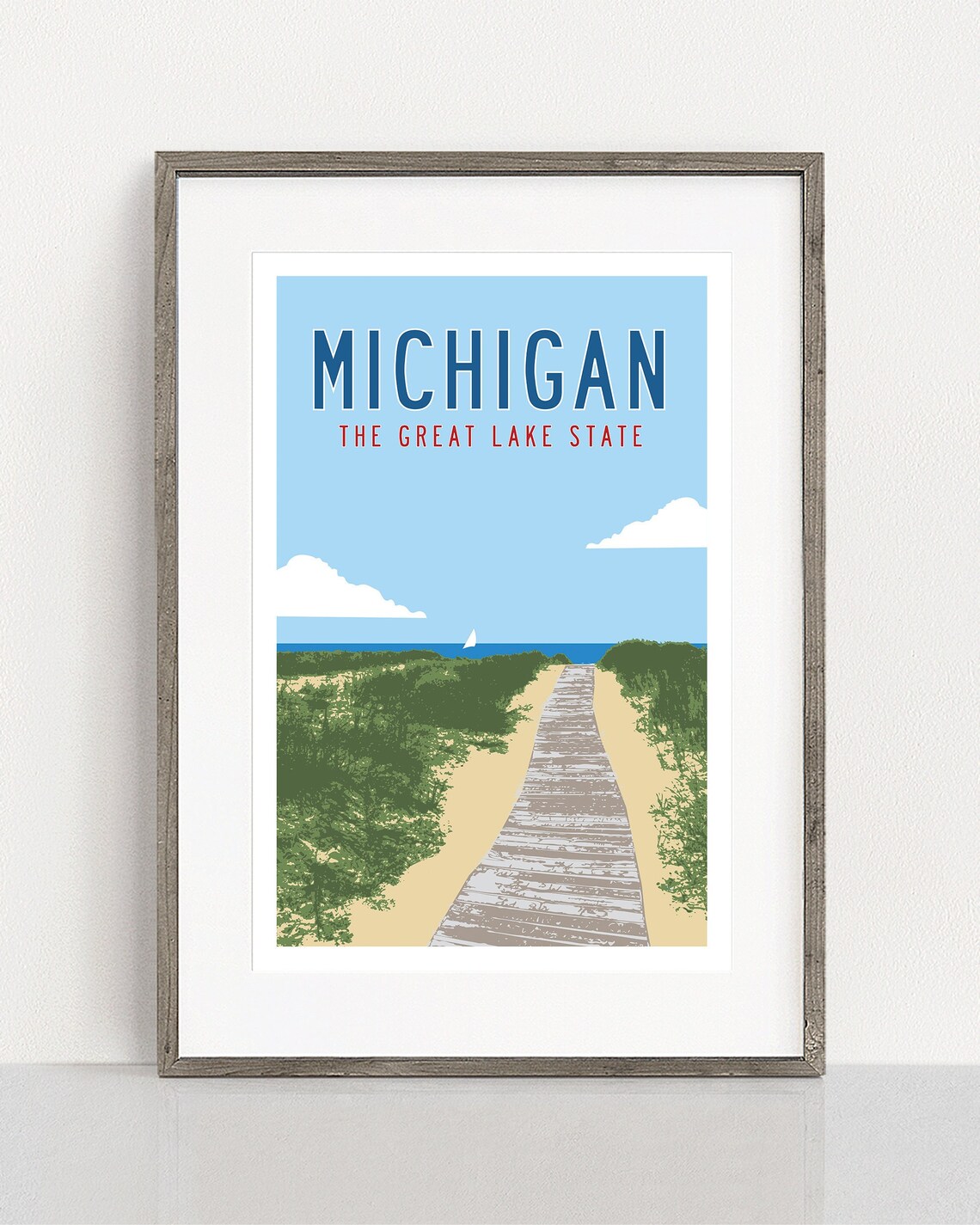 MICHIGAN Poster Art Vintage Michigan Travel Poster Lake - Etsy