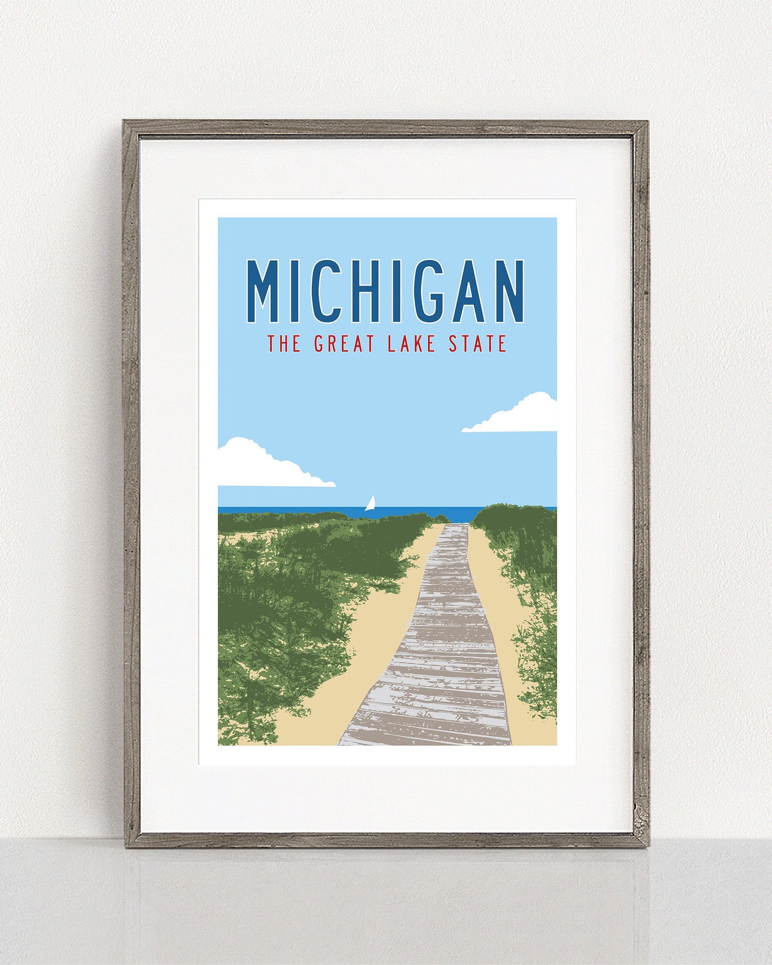 MICHIGAN Poster Art Vintage Michigan Travel Poster Lake - Etsy