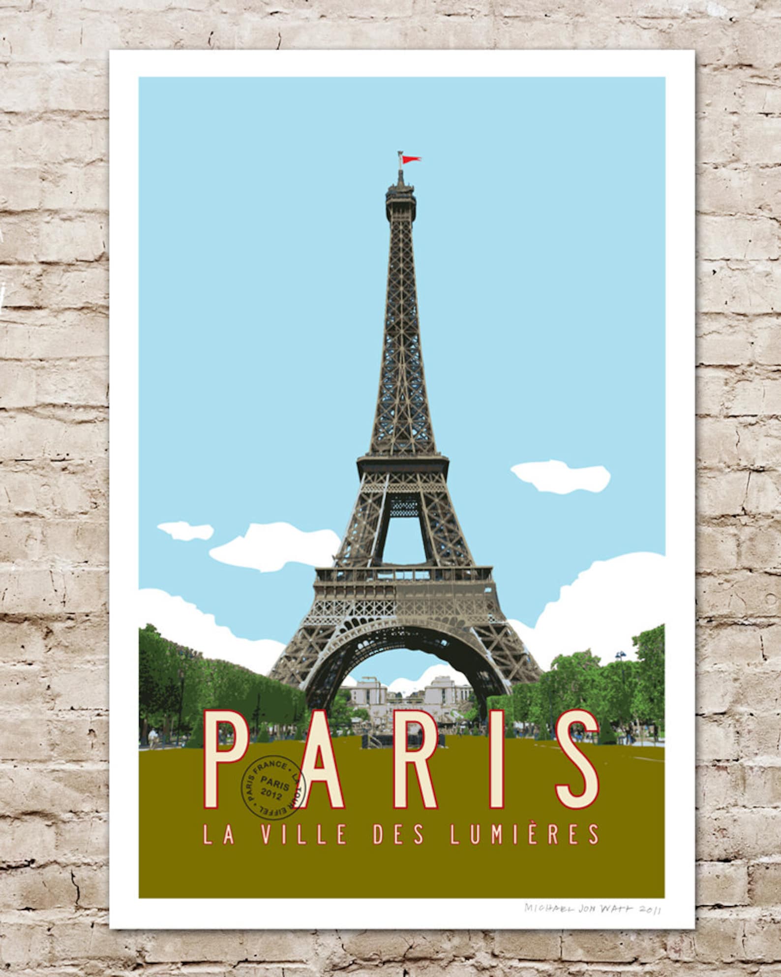 VINTAGE PARIS Travel Poster, Paris Art, Eiffel Tower Illustration ...