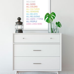 SOCIAL JUSTICE Poster, All Welcome Print, Anti-racist, LGBTQ Equality ...