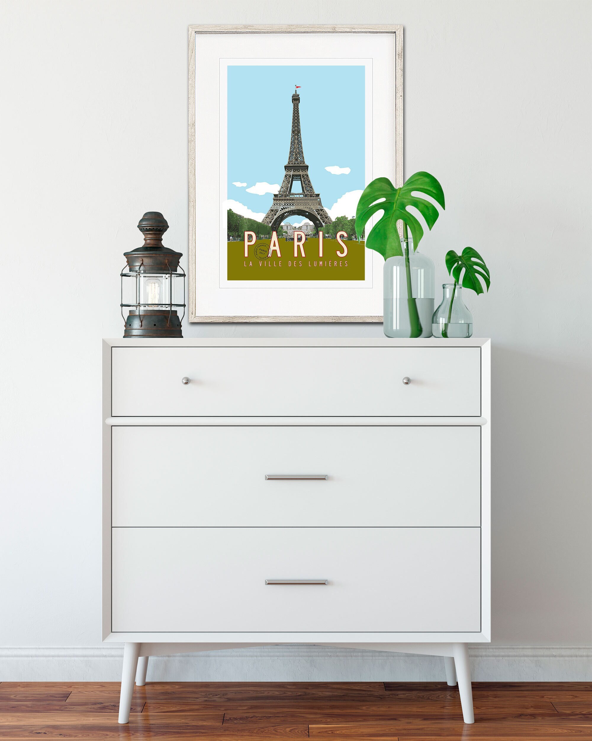 VINTAGE PARIS Travel Poster, Paris Art, Eiffel Tower Illustration ...