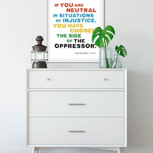 PROTEST POSTER, Desmond Tutu Inspirational Quote, Black Lives Matter ...