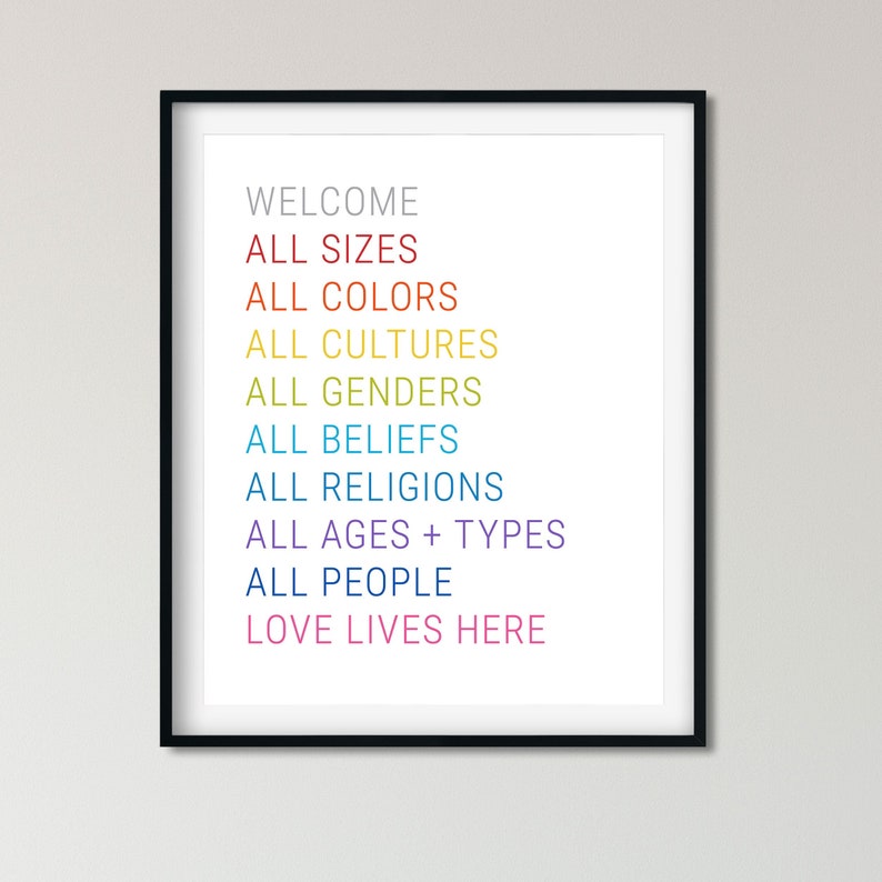 SOCIAL JUSTICE Poster, All Welcome Print, Anti-racist, LGBTQ Equality ...