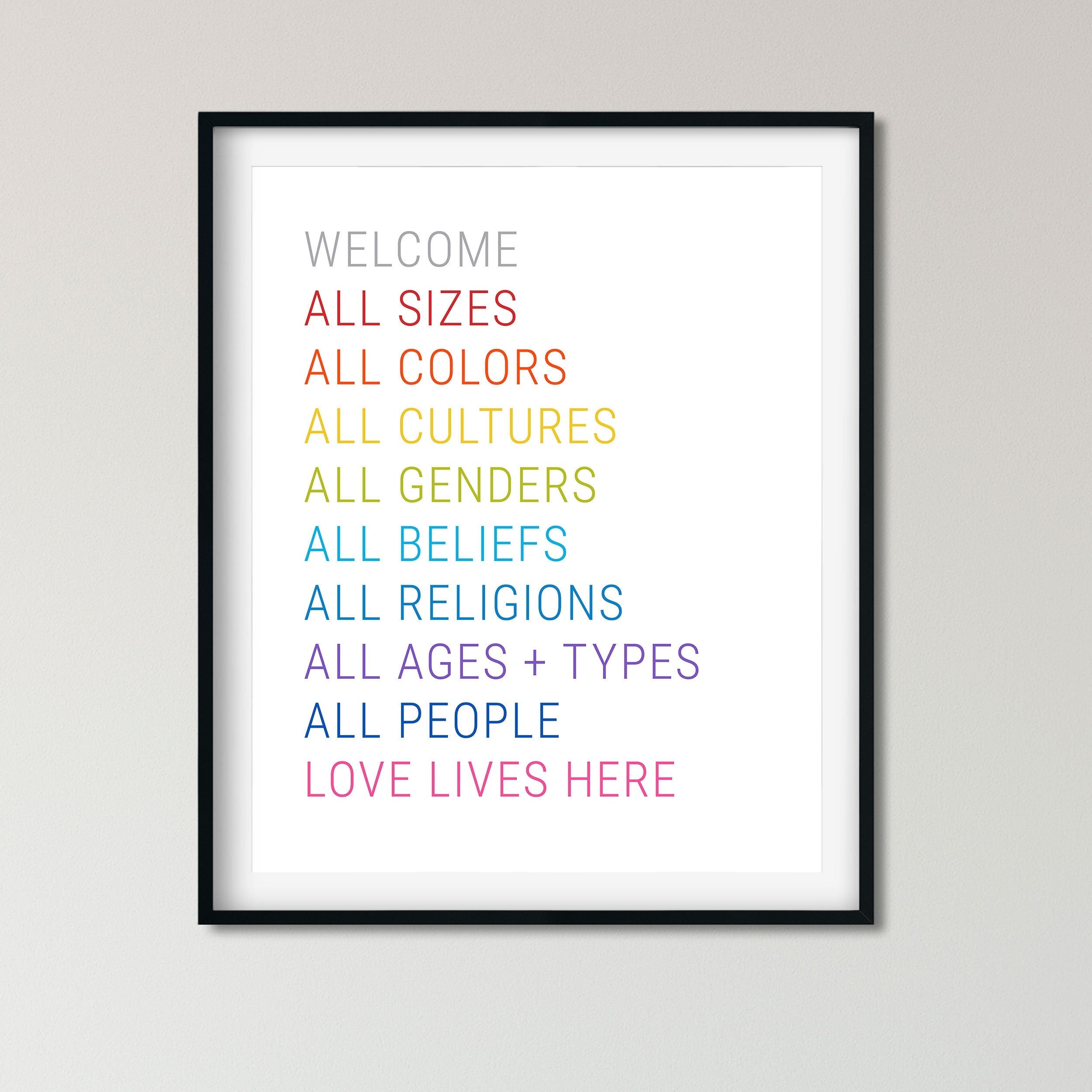 SOCIAL JUSTICE Poster, All Welcome Print, Anti-racist, LGBTQ Equality ...