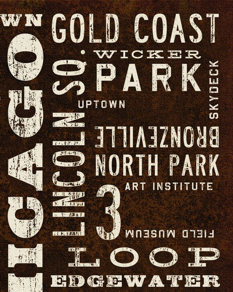 CHICAGO Wall Art Subway Art Sign Chicago Poster City Art | Etsy