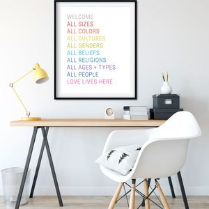 SOCIAL JUSTICE Poster, All Welcome Print, Anti-racist, LGBTQ Equality ...