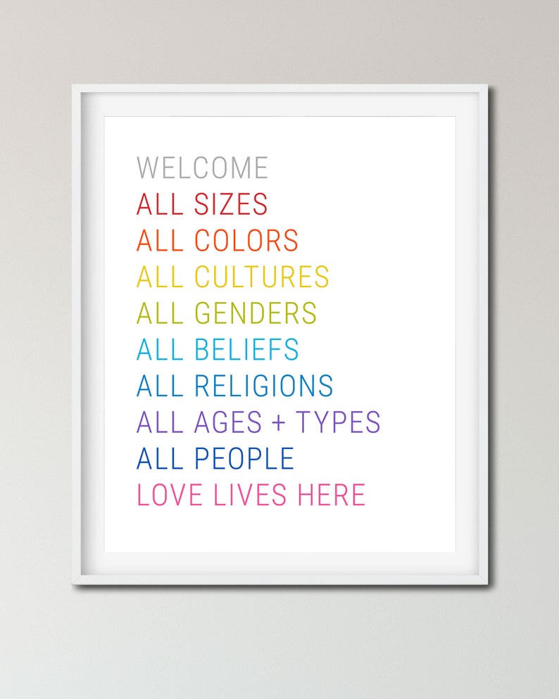 SOCIAL JUSTICE Poster All Welcome Print Anti-racist LGBTQ - Etsy