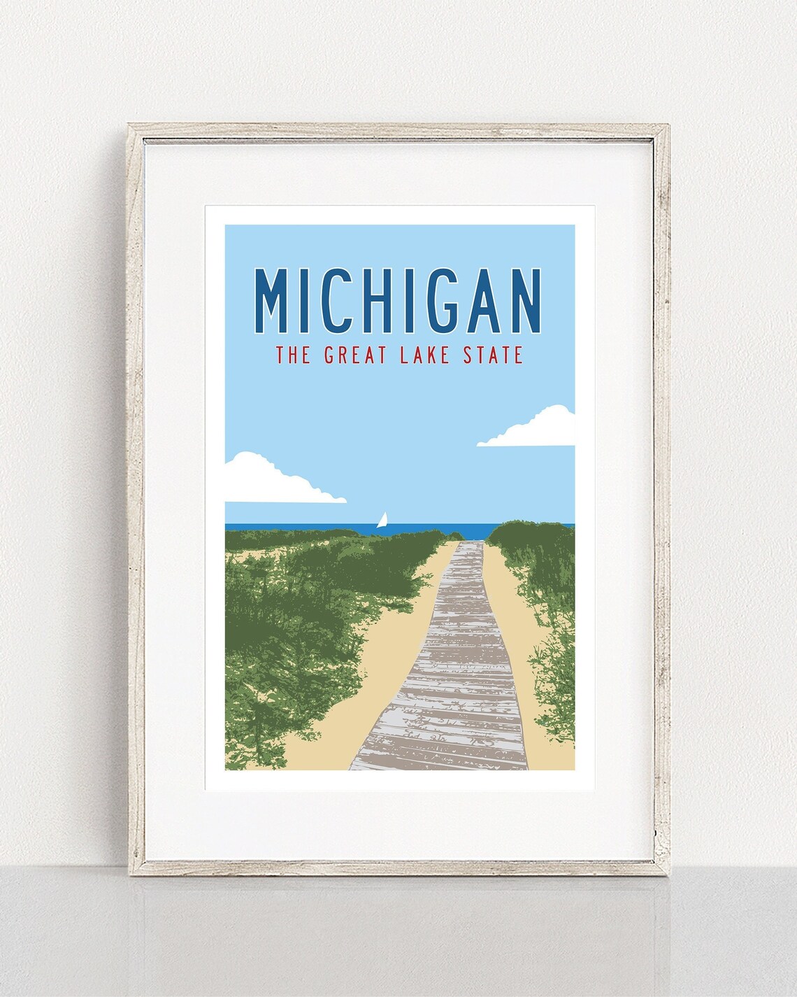MICHIGAN Poster Art Vintage Michigan Travel Poster Lake - Etsy