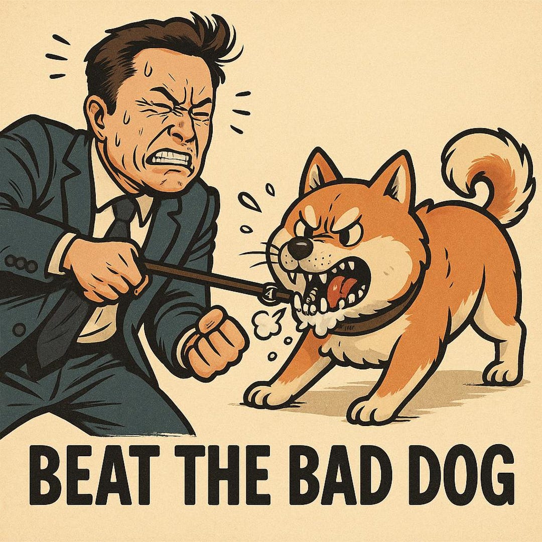 Elon Musk Vs. DOGE Furious Shiba Inu, Comic-style Humor Kiss-cut ...