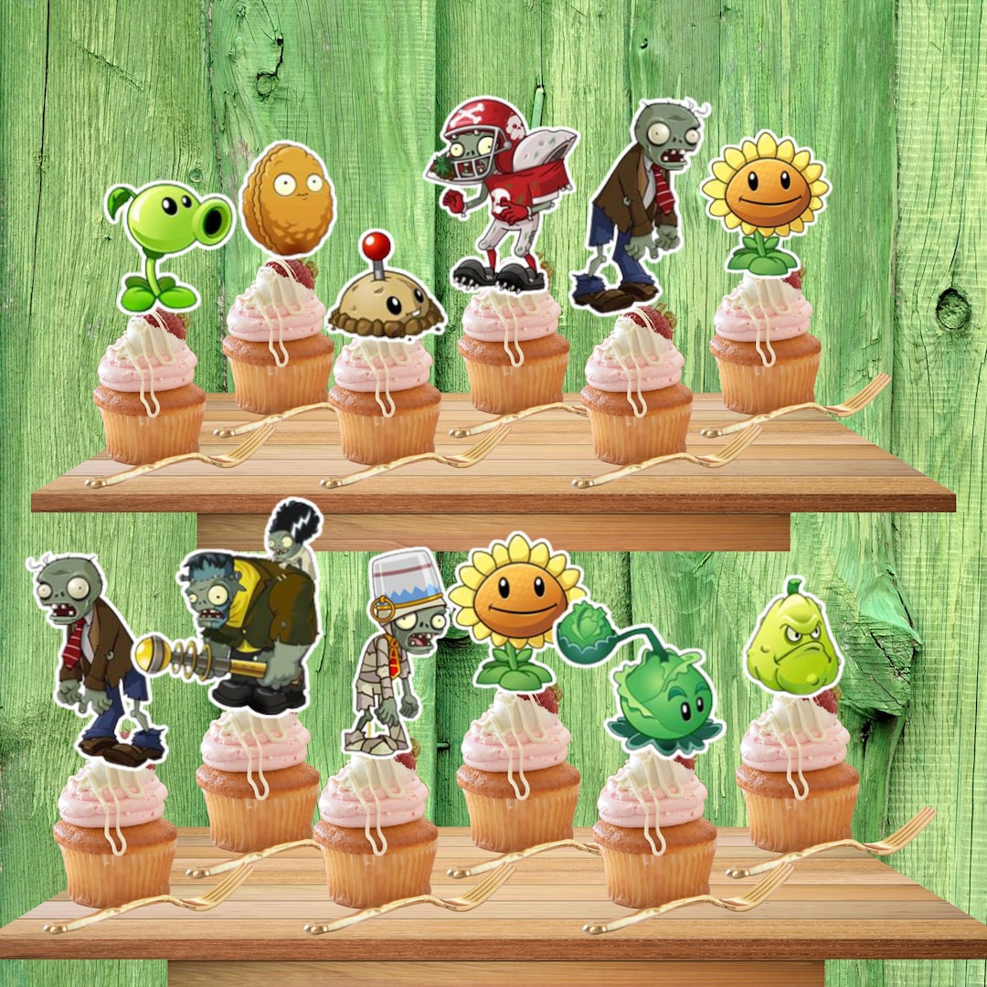 Happy Birthday Pvz Custom Personalized Cupcake Cake Topper Glitter ...