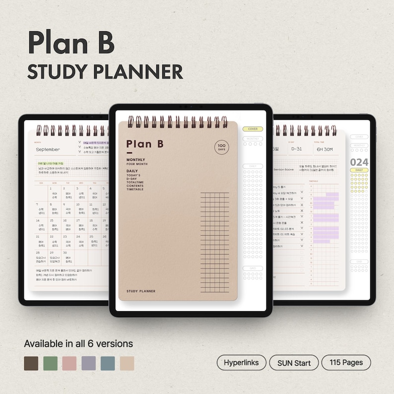 Plan B 100-day Study Planner Goodnotes Planner iPad Template Weekly ...