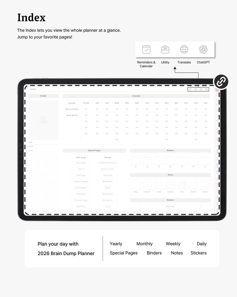2026 Daily Brain Dump Planner (sun.start, Chatgpt) Goodnotes Planner ...