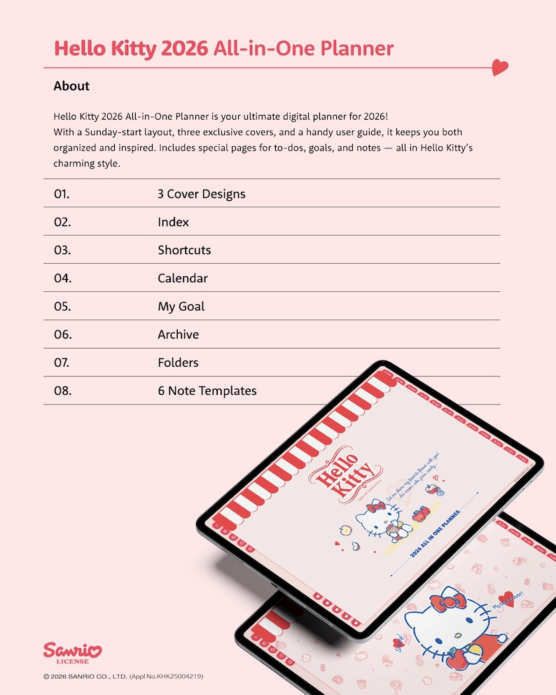 Hello Kitty 2026 All-in-one Digital Planner | Sanrio iPad & Tablet ...