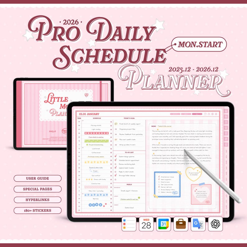 Pro Daily Schedule Planner (mon. Start) Goodnotes Planner iPad Template ...
