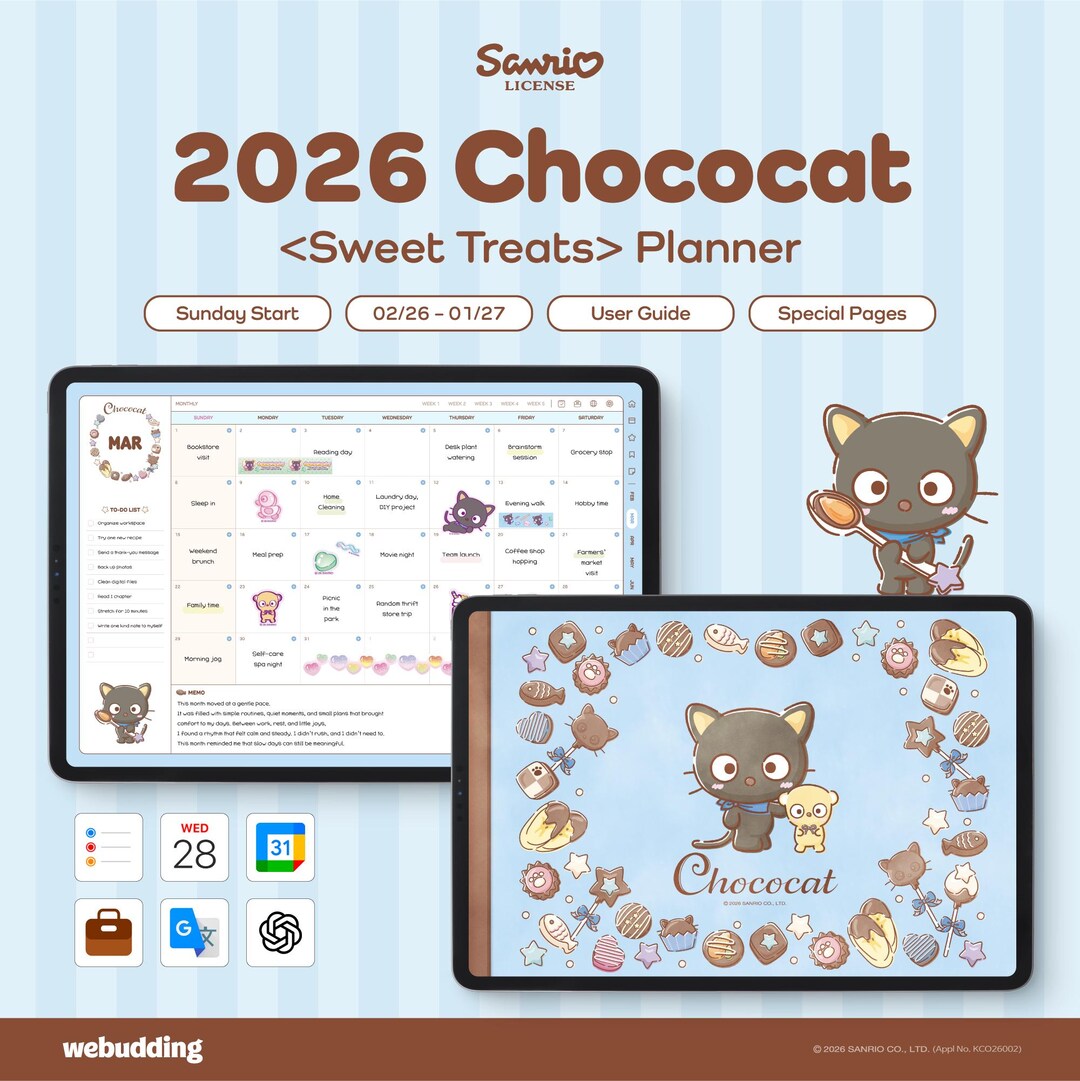 Chococat 2026 Digital Planner | Sanrio iPad and Android Tablet Planner ...