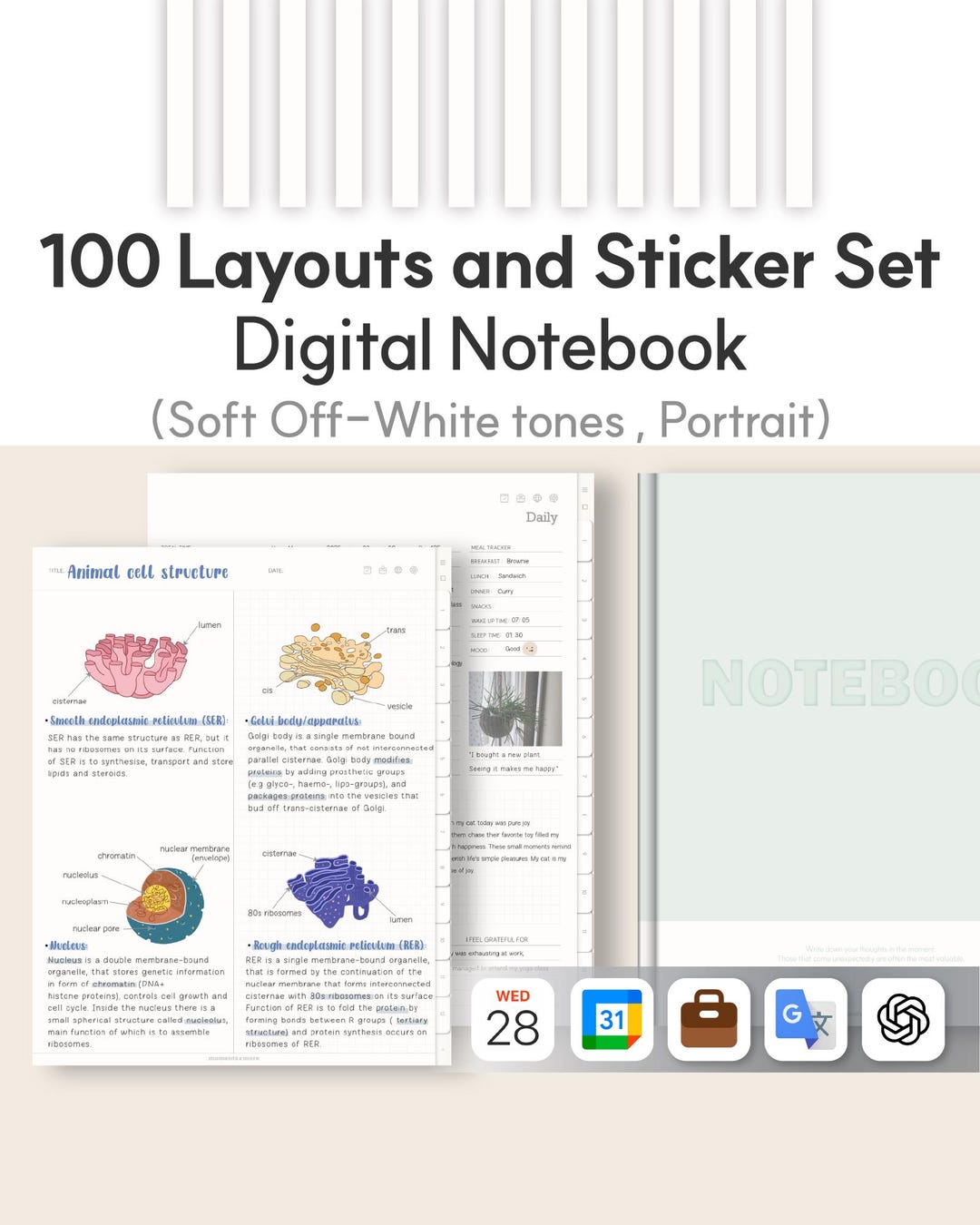 100+ Layouts and Sticker Set Digital Notebook Chatgpt Goodnotes ...