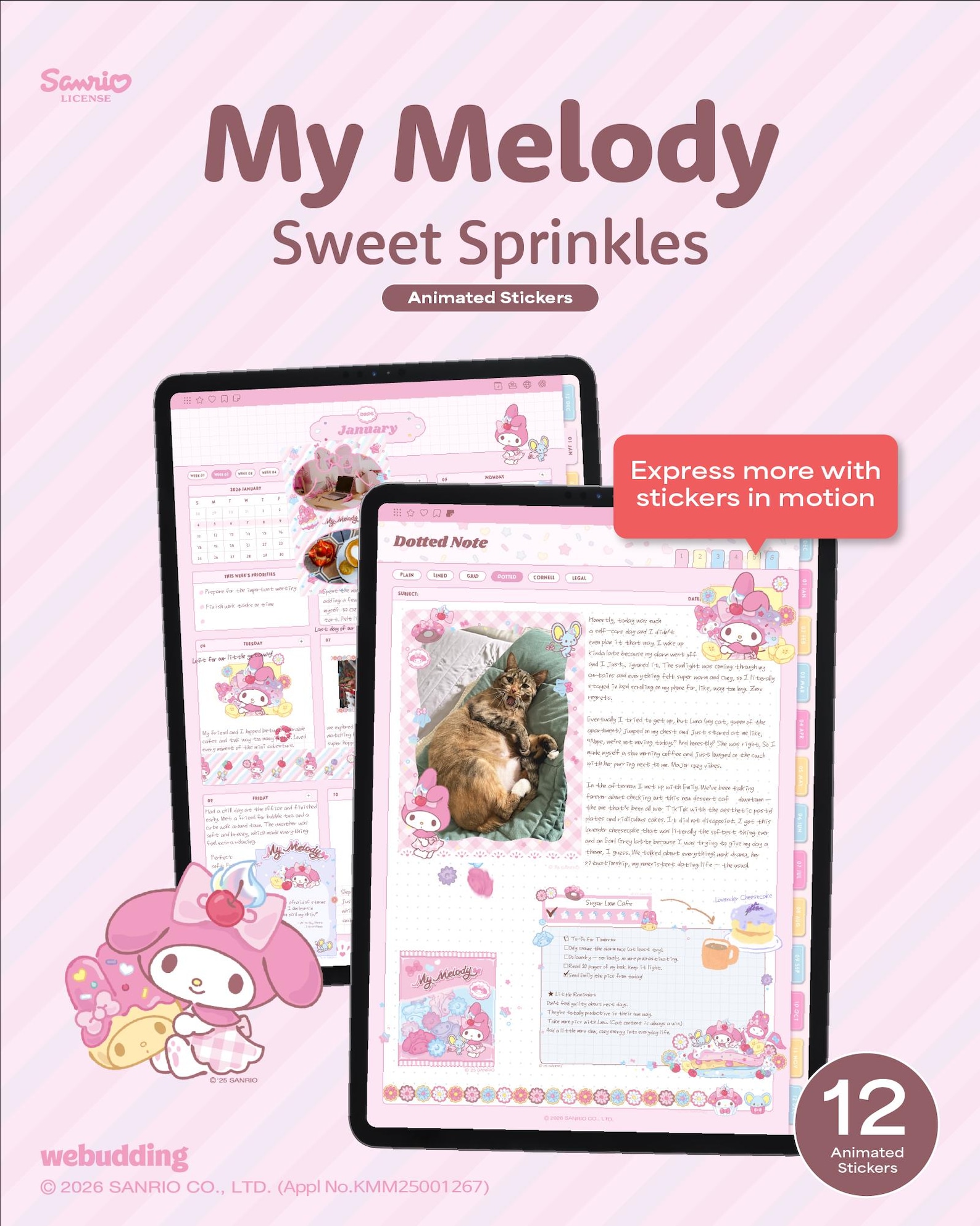 My Melody Sweet Sprinkles Animated Stickers | Sanrio Planner Stickers ...