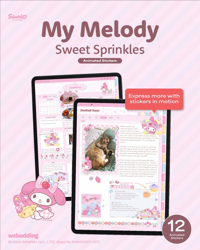 OFFICIALLY LICENSED My Melody Animated Stickers - Etsy New Zealand
