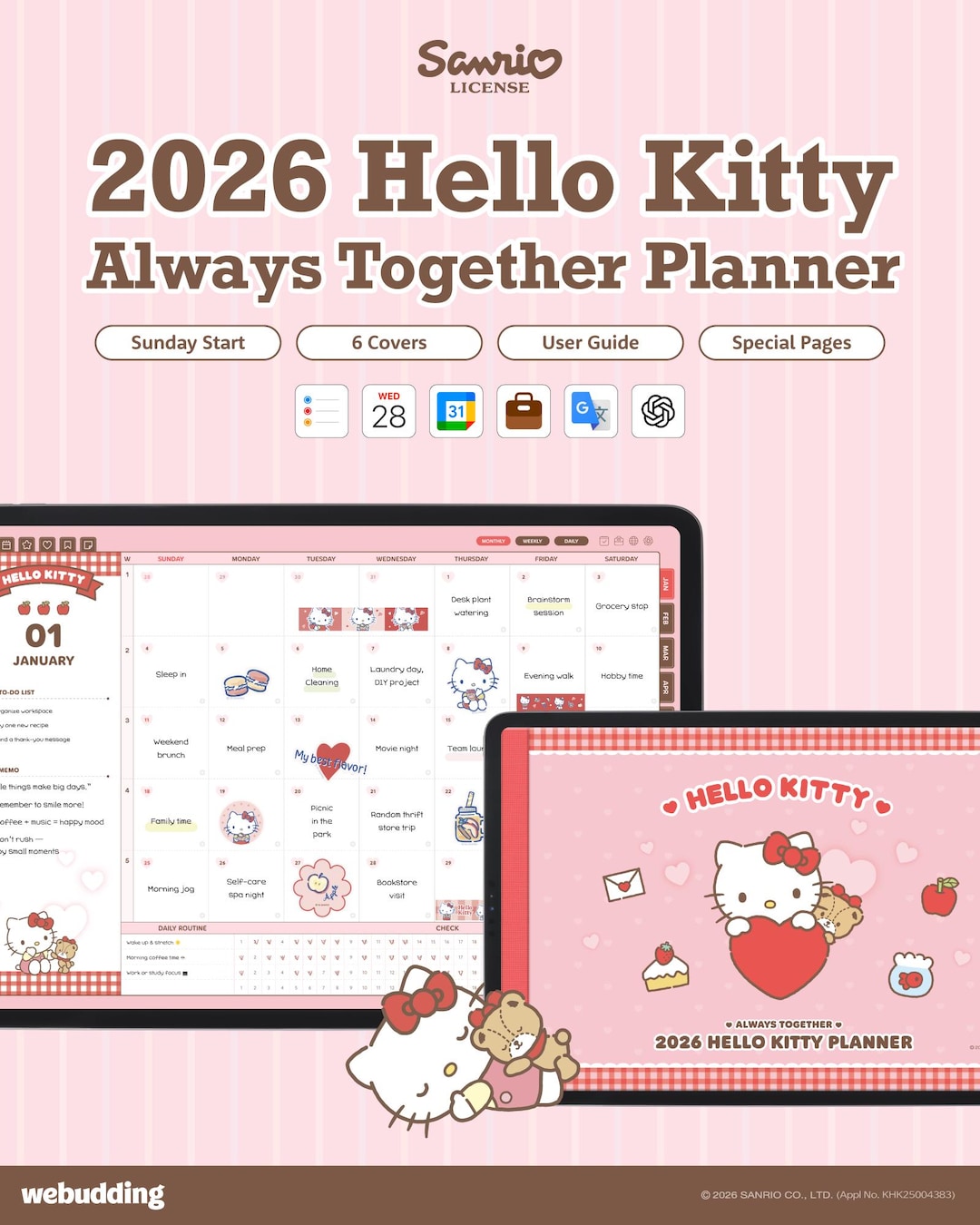 Hello Kitty 2026 Digital Planner | Cute Pink Sanrio iPad Planner ...