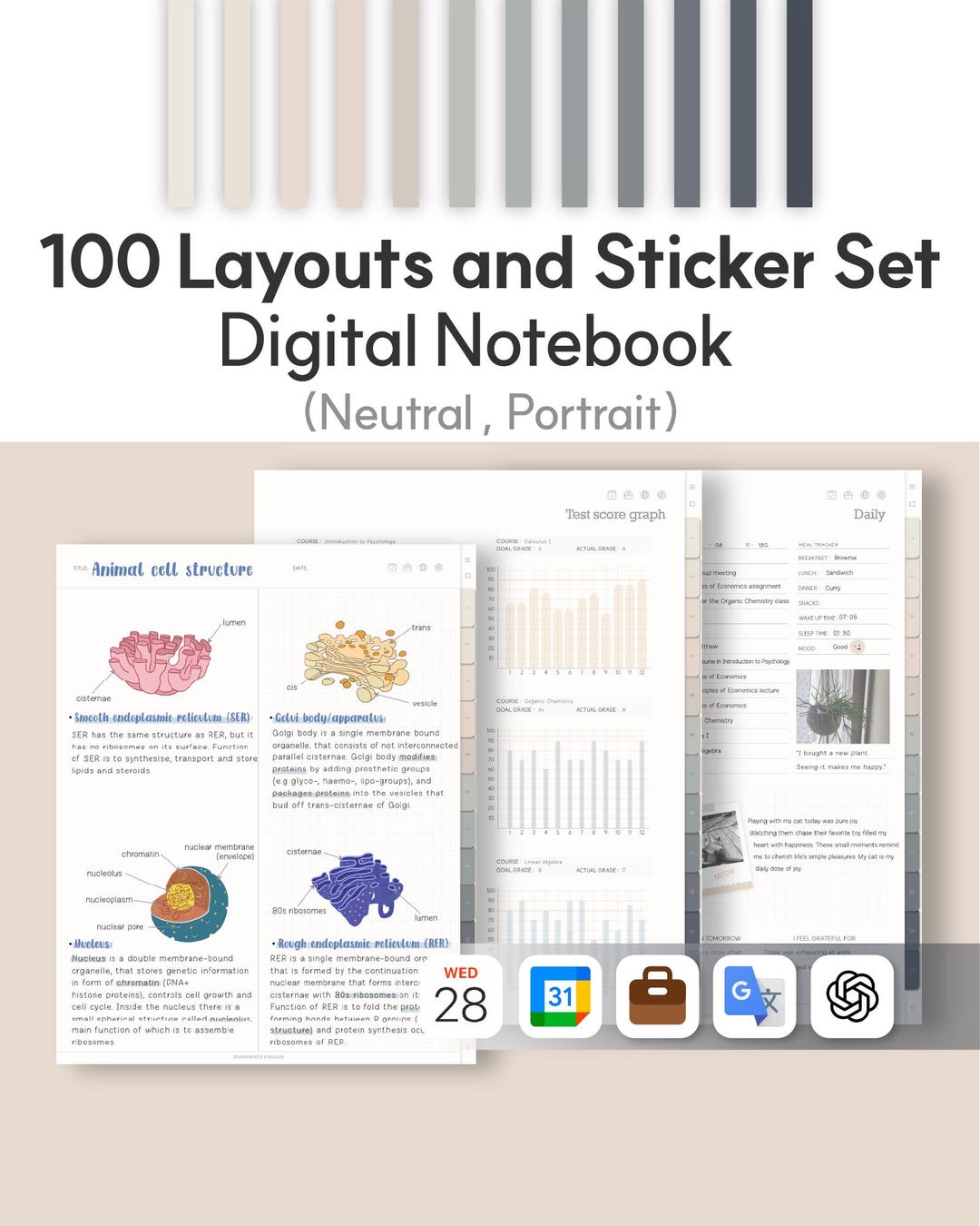 100 Layouts (+ Stickers) Digital Notebook (chatgpt Integration ...