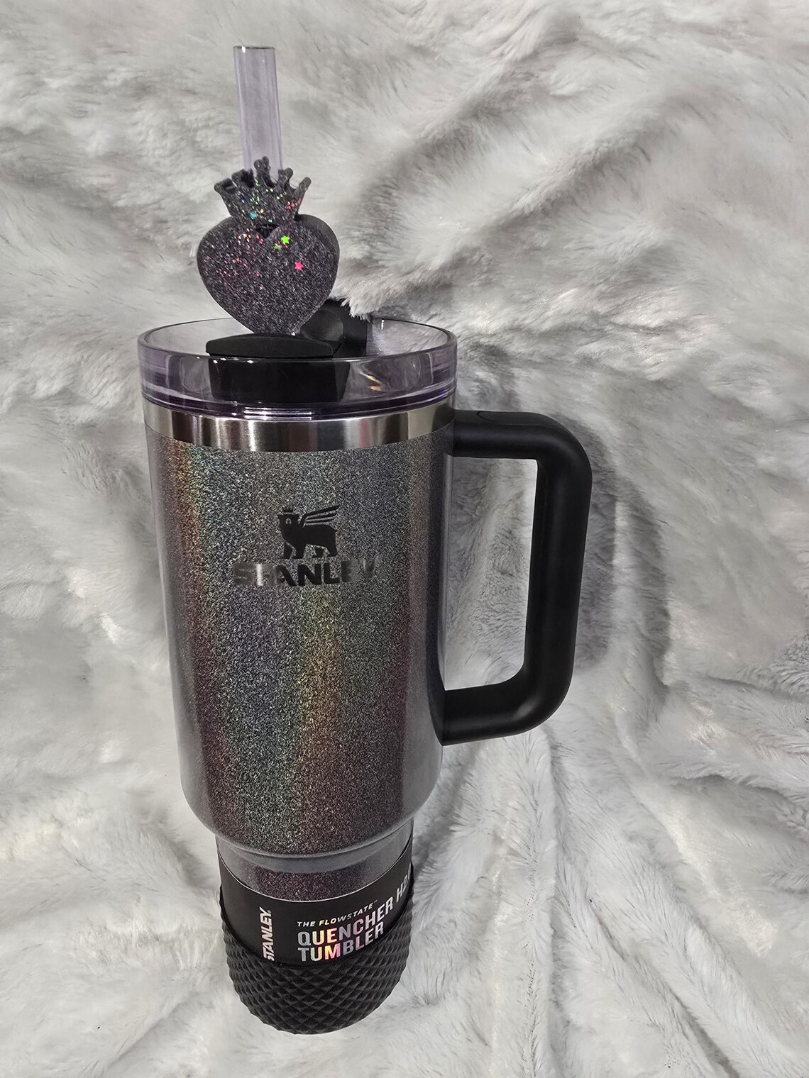 Queen of Hearts Straw Midnight Glitz Topper Slider 10mm for Stanley 20 ...