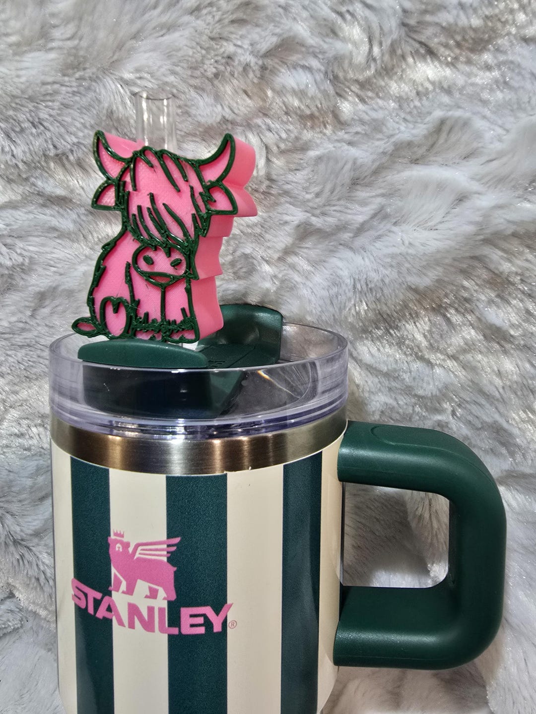 Emerald Cabana Highland Cow Straw Topper Slider for Stanley 40oz - Farm ...