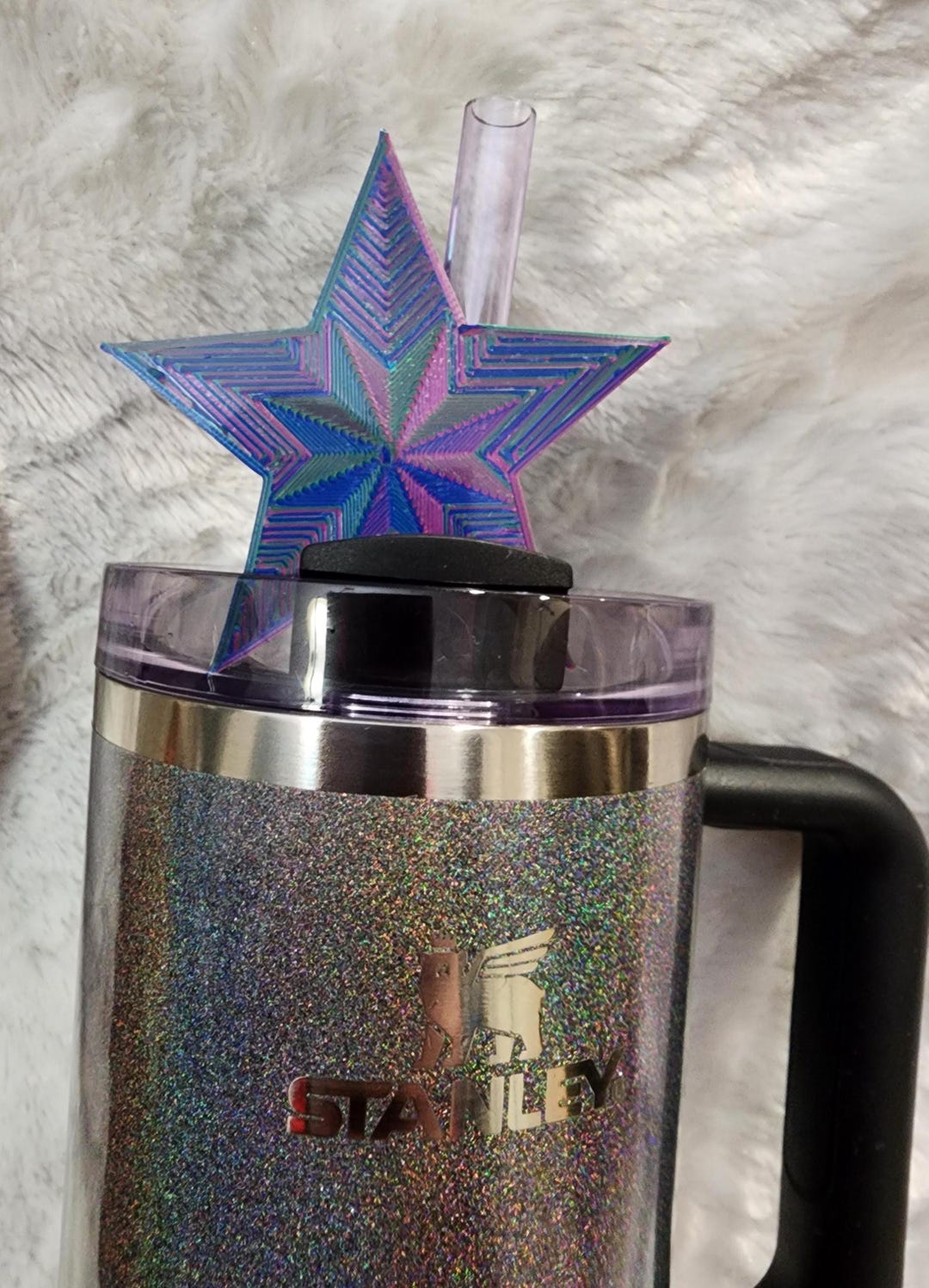 Chroma Big Star on Midnight Glitz Straw Topper Slider for Stanley 40oz ...