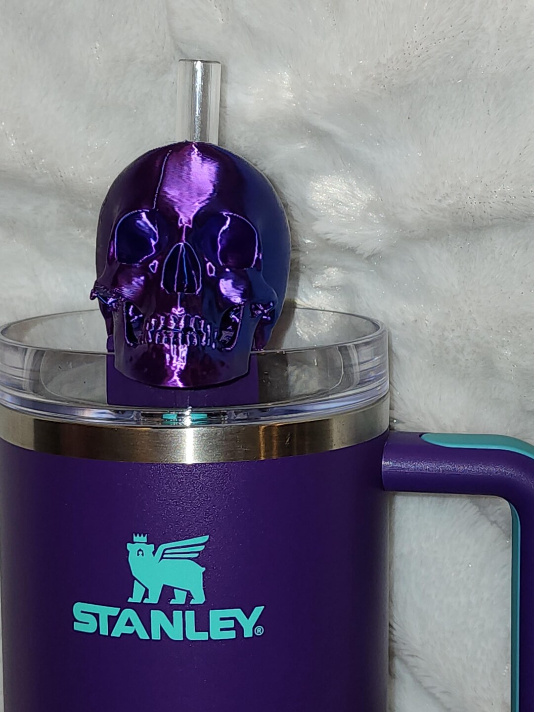Blue Purple Flip Skull Straw Topper Slider for Stanley 40oz 10mm Straw ...