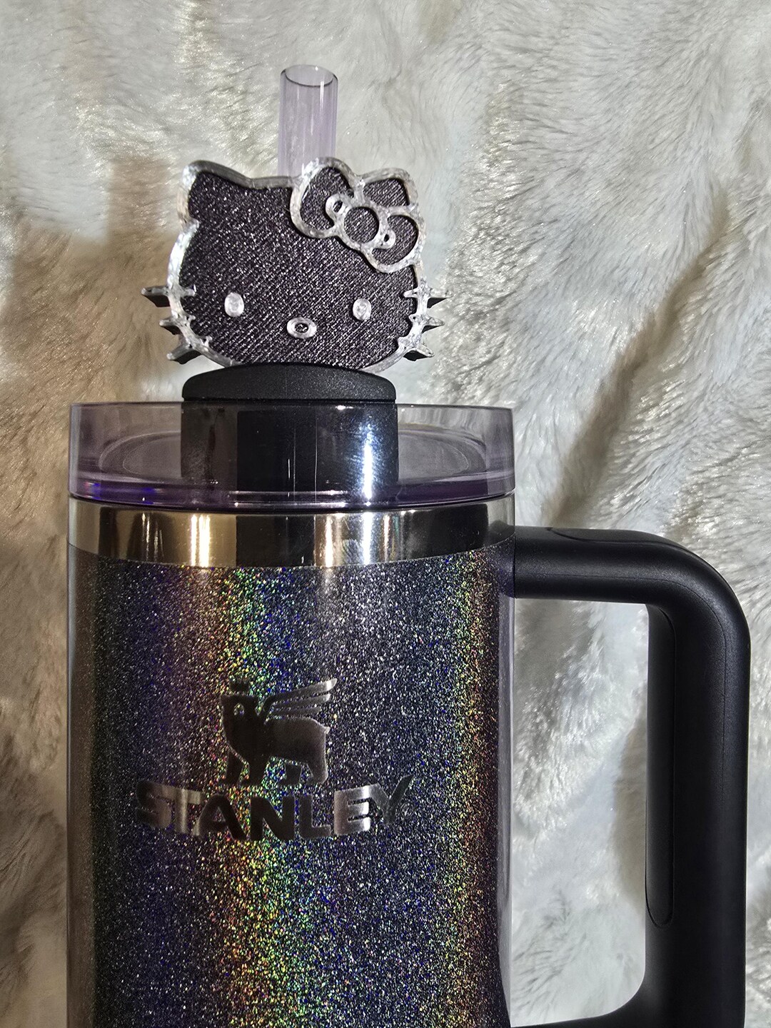 Midnight Glitz Kitty Straw Topper Slider for Stanley 20,30 & 40oz ...