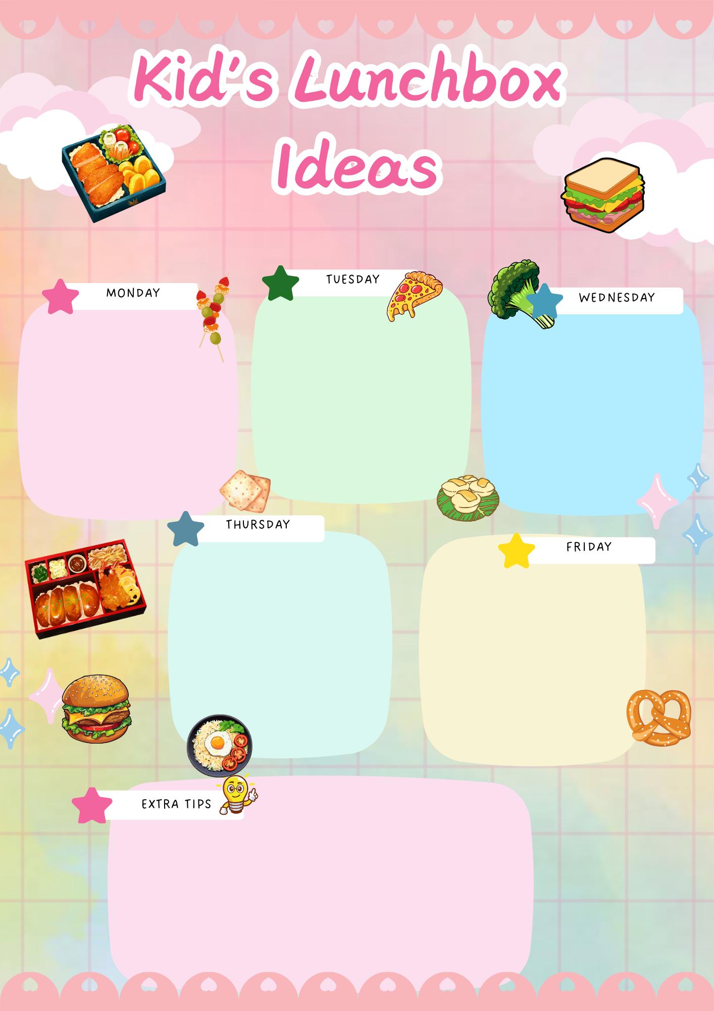 Printable Kids Meal Planner | Bento Lunch & Dinner Chart | A4 Instant ...
