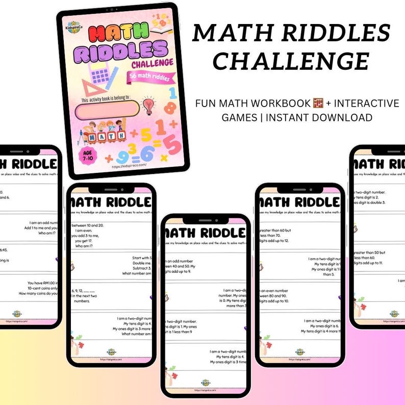 56 Math Riddles for Kids | Printable Workbook + Interactive Games | Fun ...
