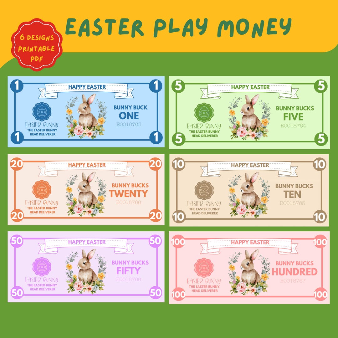 Easter Bunny Buck Printable – Pretend Play Money for Kids | Reward ...