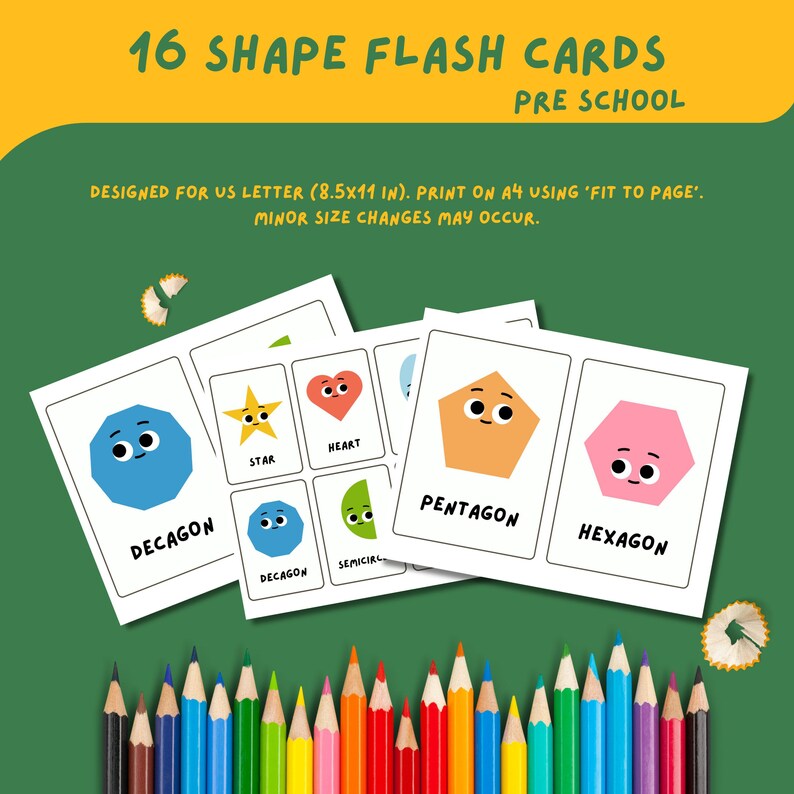Shape Flashcards for Kids – 2D Shapes Printable for Preschool ...