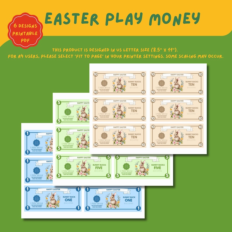 Easter Bunny Buck Printable – Pretend Play Money for Kids | Reward ...