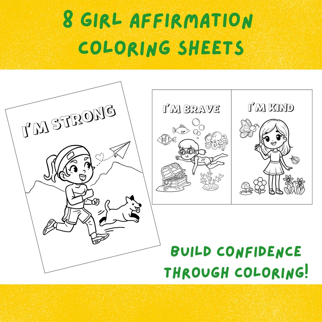 Printable Girl Affirmations | A4 Coloring Pages for Confidence ...
