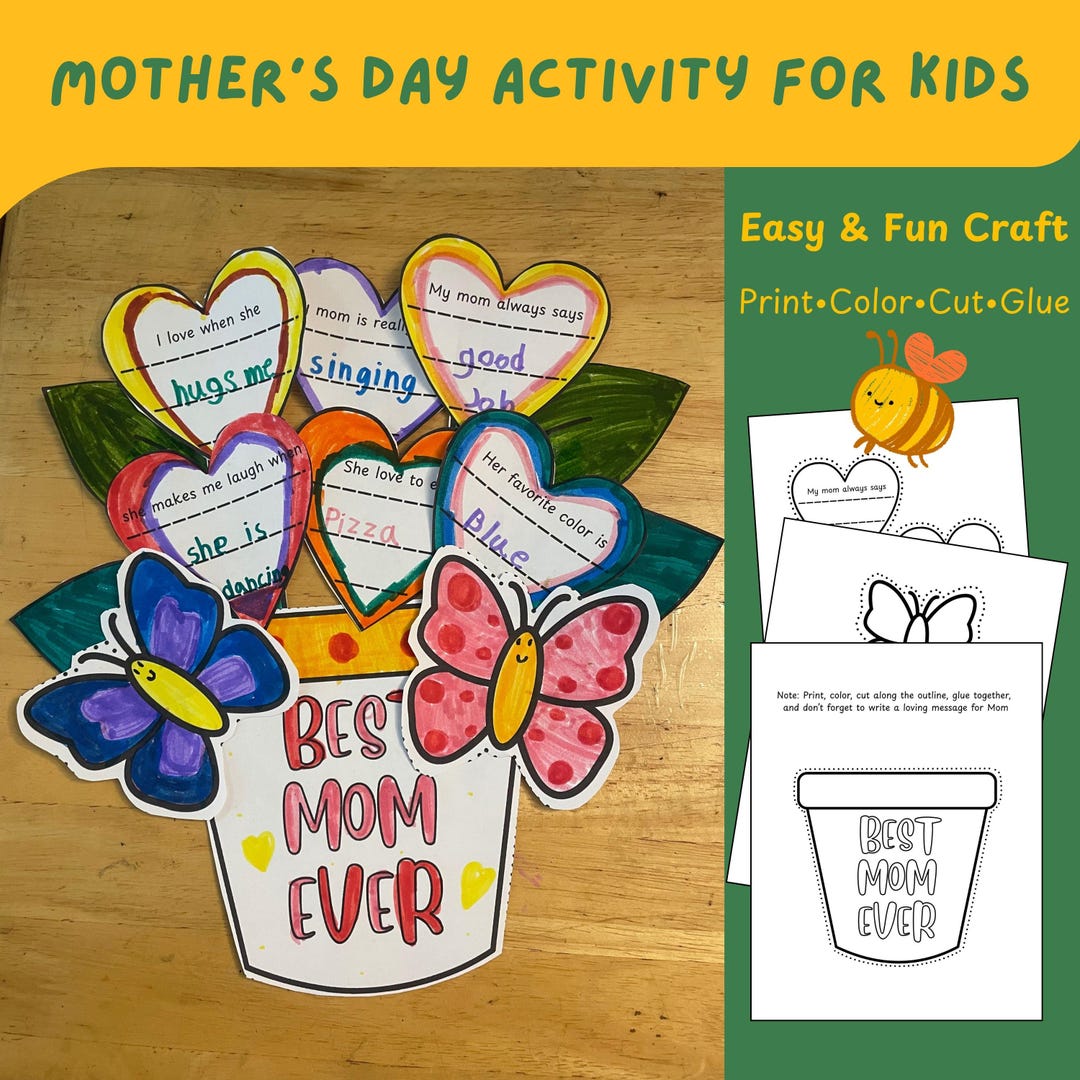 Mothers Day Craft, Craft for Mom, Mothers Day Gift, Best Mom Ever Craft ...