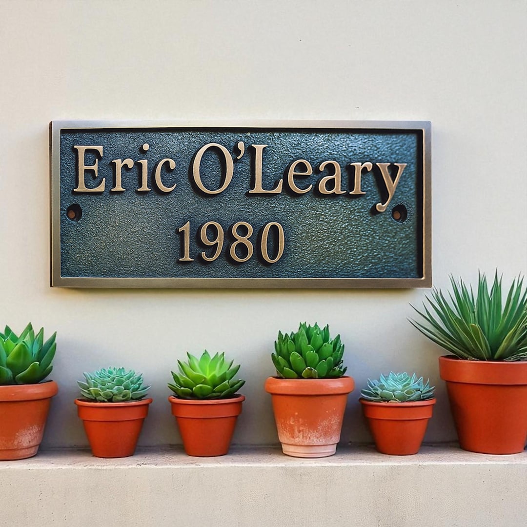 Custom Antique Brass Plaque - Personalized Bronze Finish Sign - Solid ...